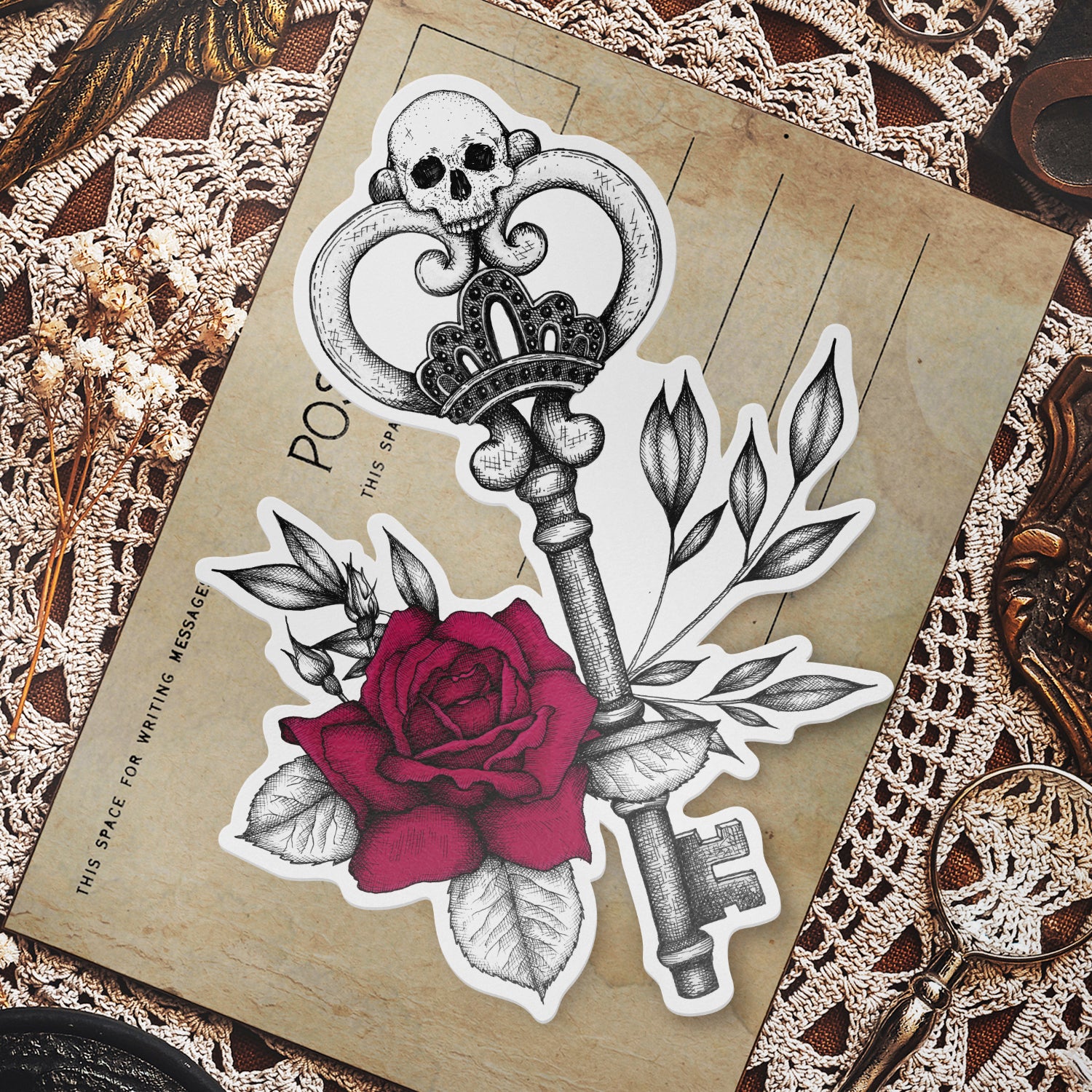 Skeleton Key And Lock Tattoo