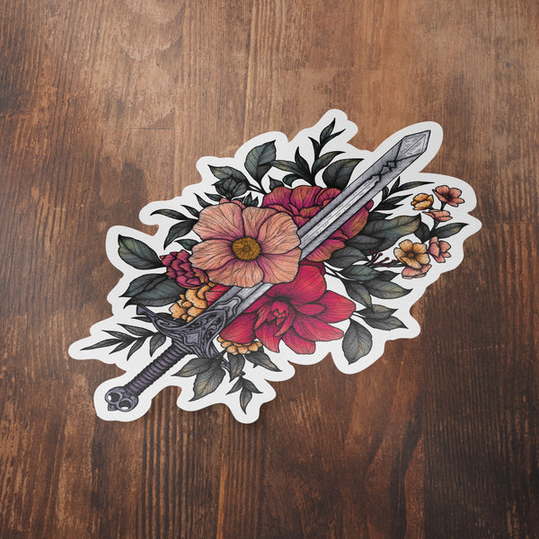 Sword & Blooms - Vinyl Sticker - Print is Dead